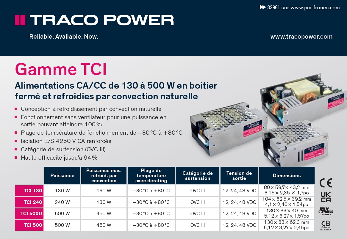 Gamme d'alimentations de Traco Power
